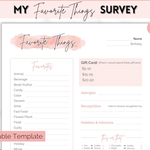 Employee Favorite Things, Get to Know You Game, Favorites List, Get to ...