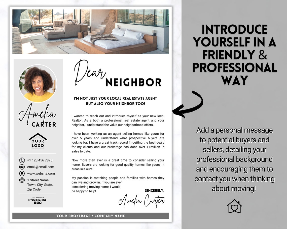 New Agent Introduction Letter Real Estate Agent Template | Etsy