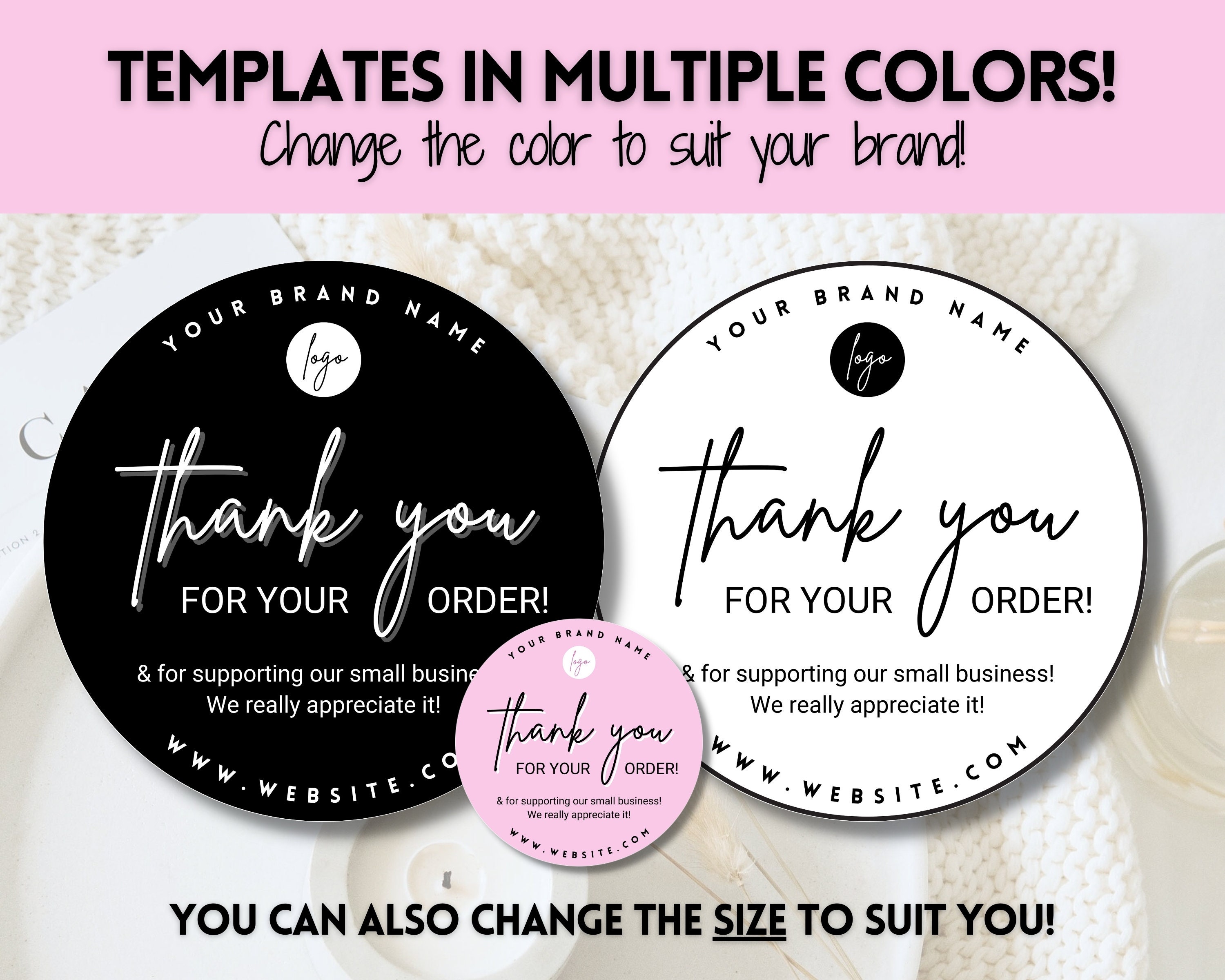 EDITABLE Thank You Sticker Digital Thank You Label Template | Etsy UK