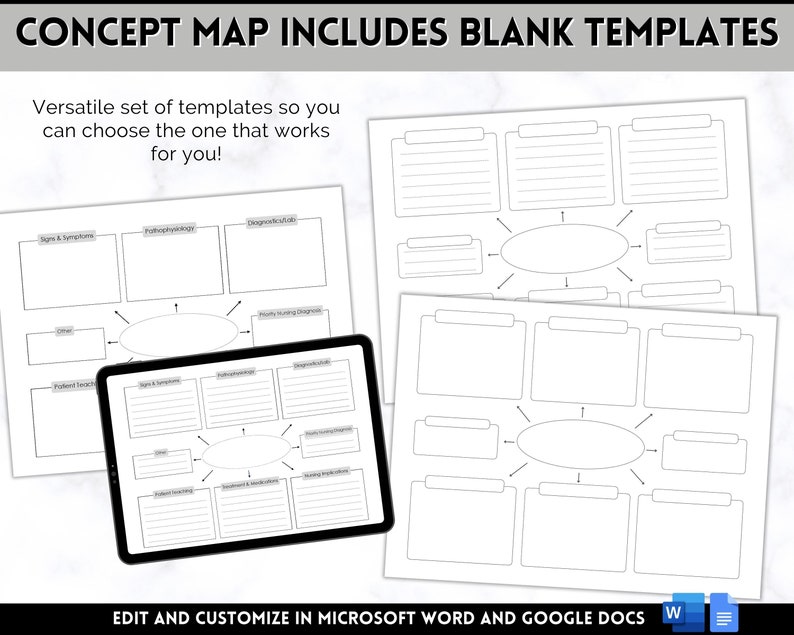 Nursing Notes Bundle, EDITABLE Nurse Student Study Guide, Concept Map ...
