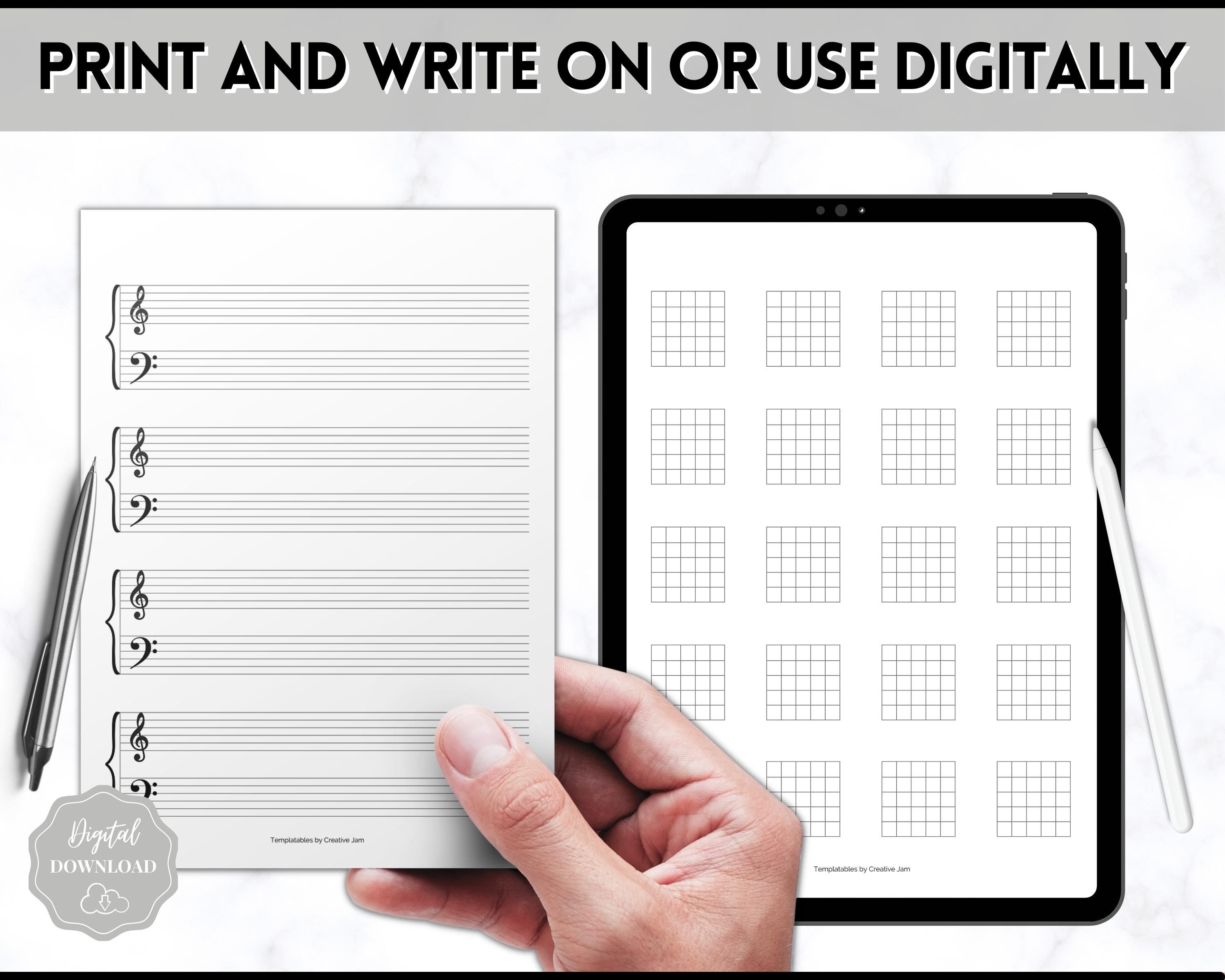 Printable Guitar Practice Sheet BUNDLE, Guitar Chord Sheets, Blank ...