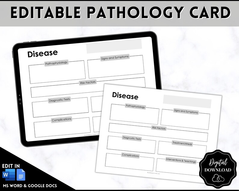Nursing Patho Disease Template Pathophysiology Nurse Study - Etsy