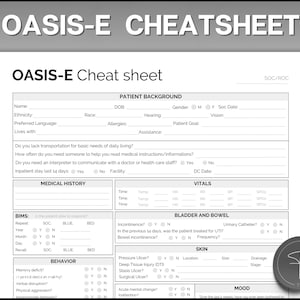 OASIS-E Cheatsheet, Oasis Home Health Nurse Template, Nurse Report ...