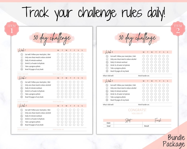 EDITABLE 30 Day Challenge Tracker, 30 Day Habit Tracker Printable ...