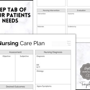 Printable Nursing Care Plan Template, Nursing Notes Assessment, Nursing ...