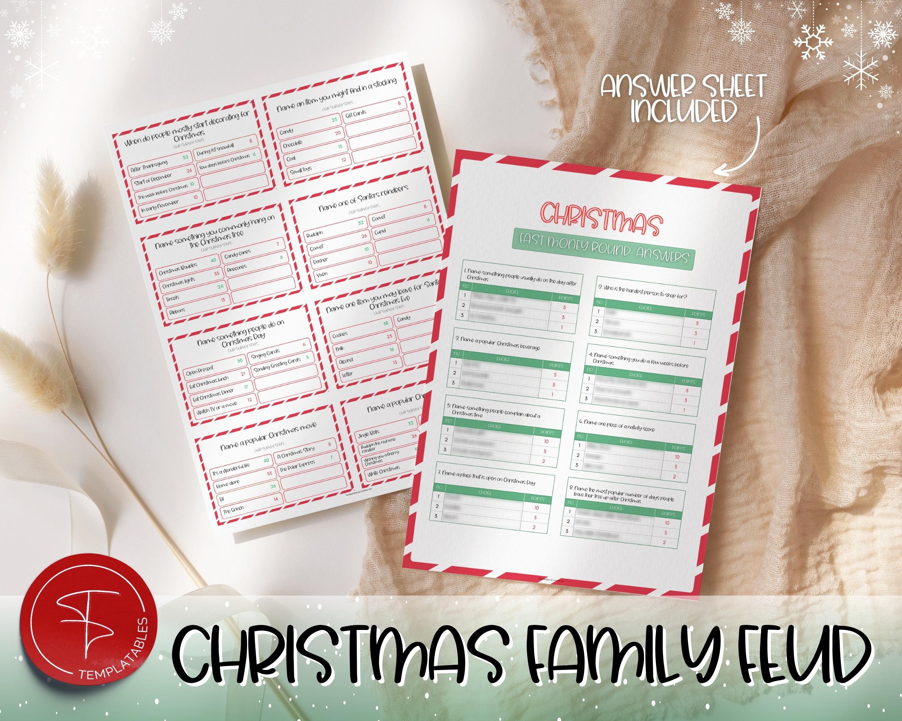 Christmas Family Feud Game! Holiday Family Quiz Game, Printable Xmas ...