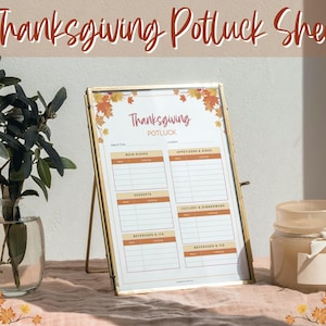 Thanksgiving Potluck Sign up Sheet, Potluck Signup Sheet, Thanksgiving ...