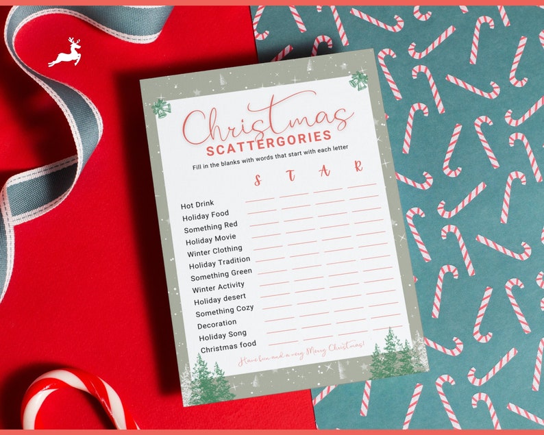 Christmas Scattergories Game! Holiday Game Printables, Xmas Party Game ...