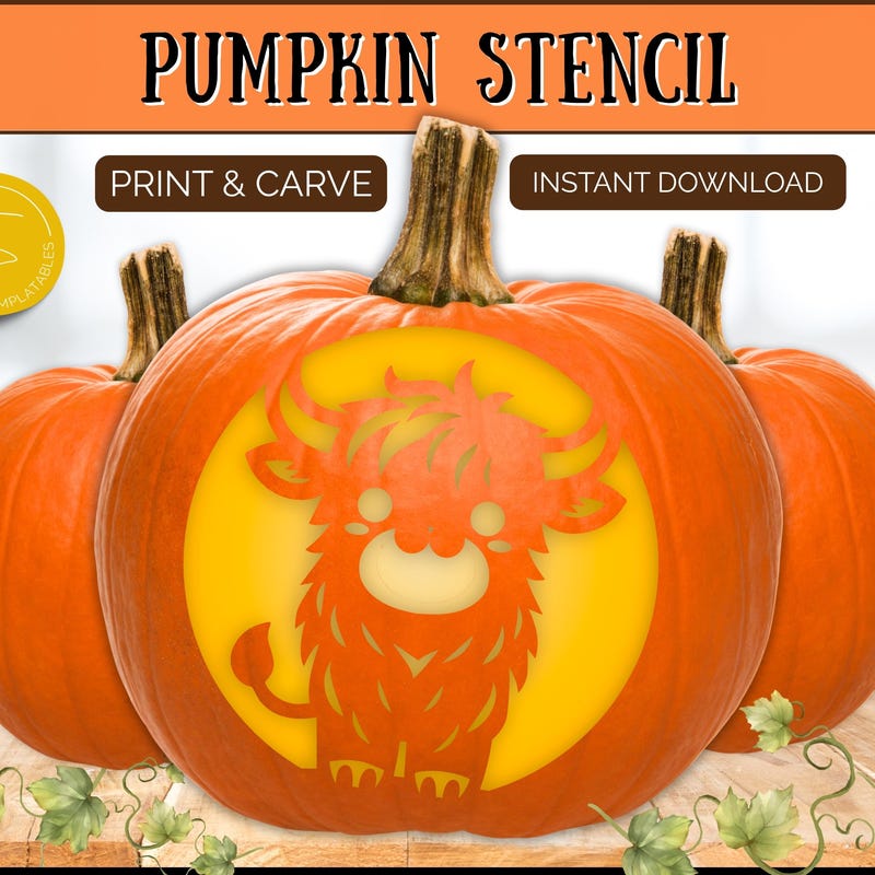 Highland Cow Pumpkin Stencil - Etsy