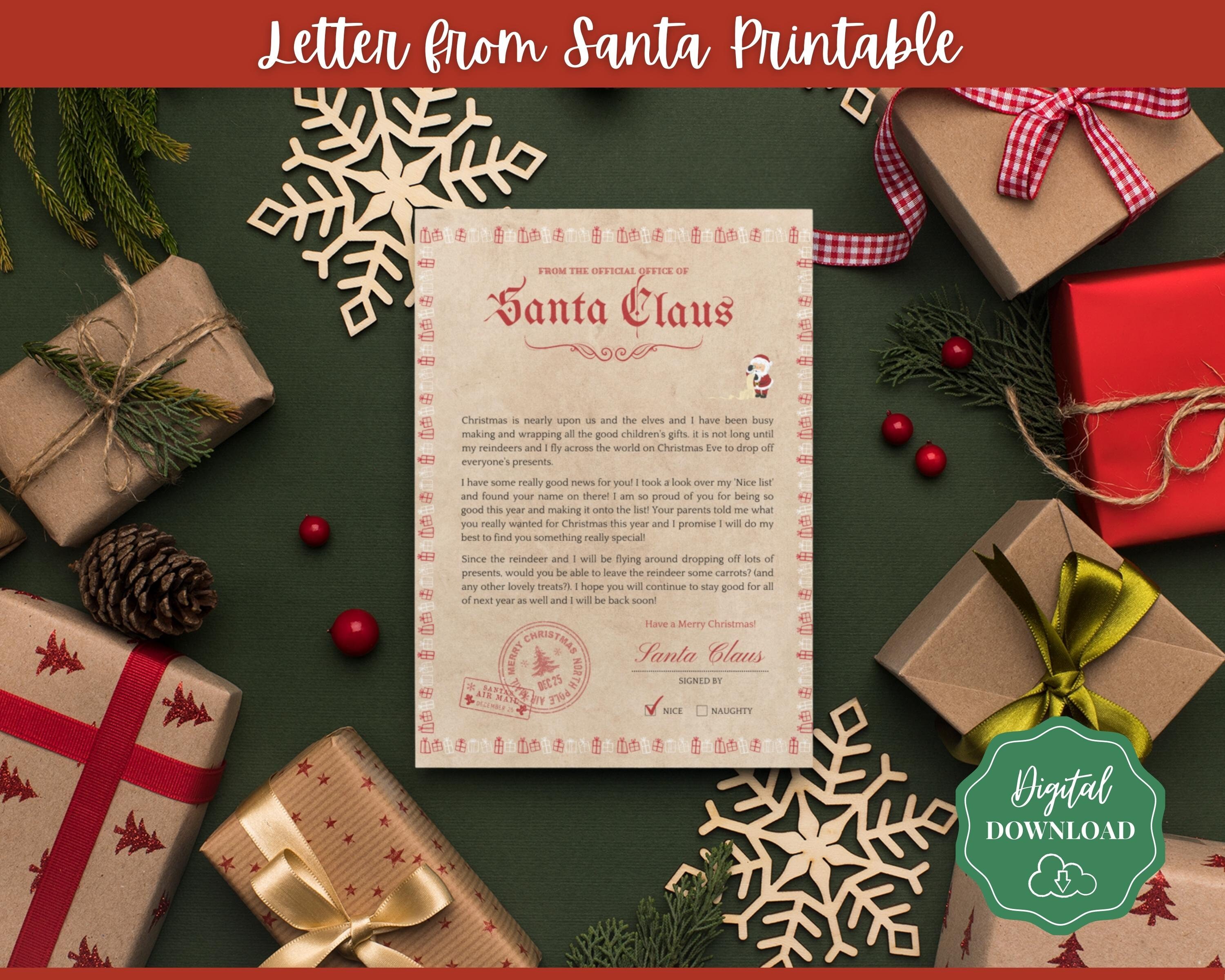 Letter From Santa Printable Personalize North Pole Mail Nice | Etsy
