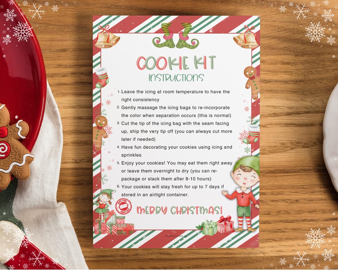 Christmas DIY Cookie Kit Instructions Card, EDITABLE Cookie ...