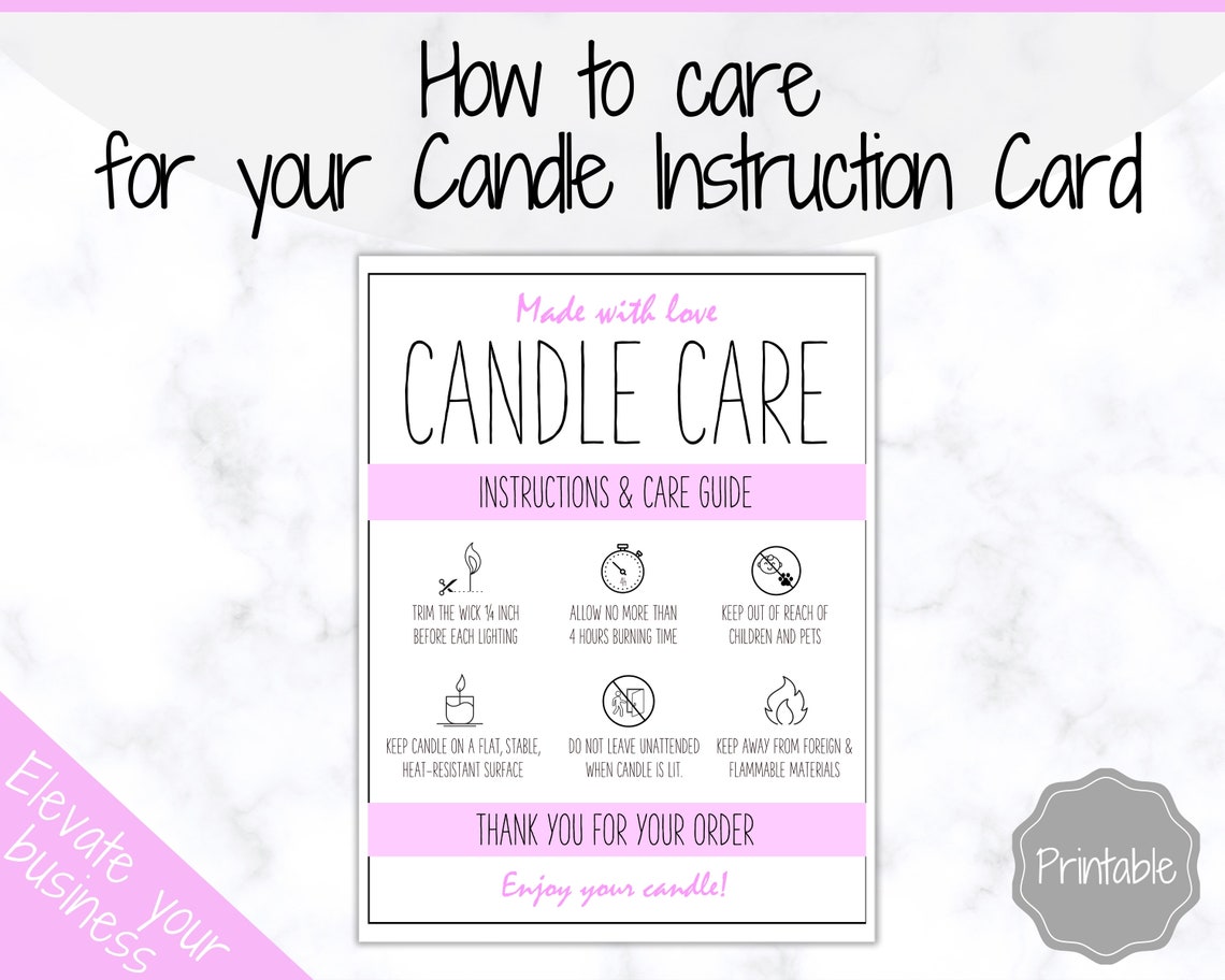 Candle Care Card Printable Candle Care Guide Candle Safety | Etsy