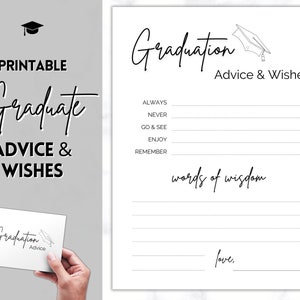 Printable Words of Wisdom Card Graduation Advice & Wishes - Etsy