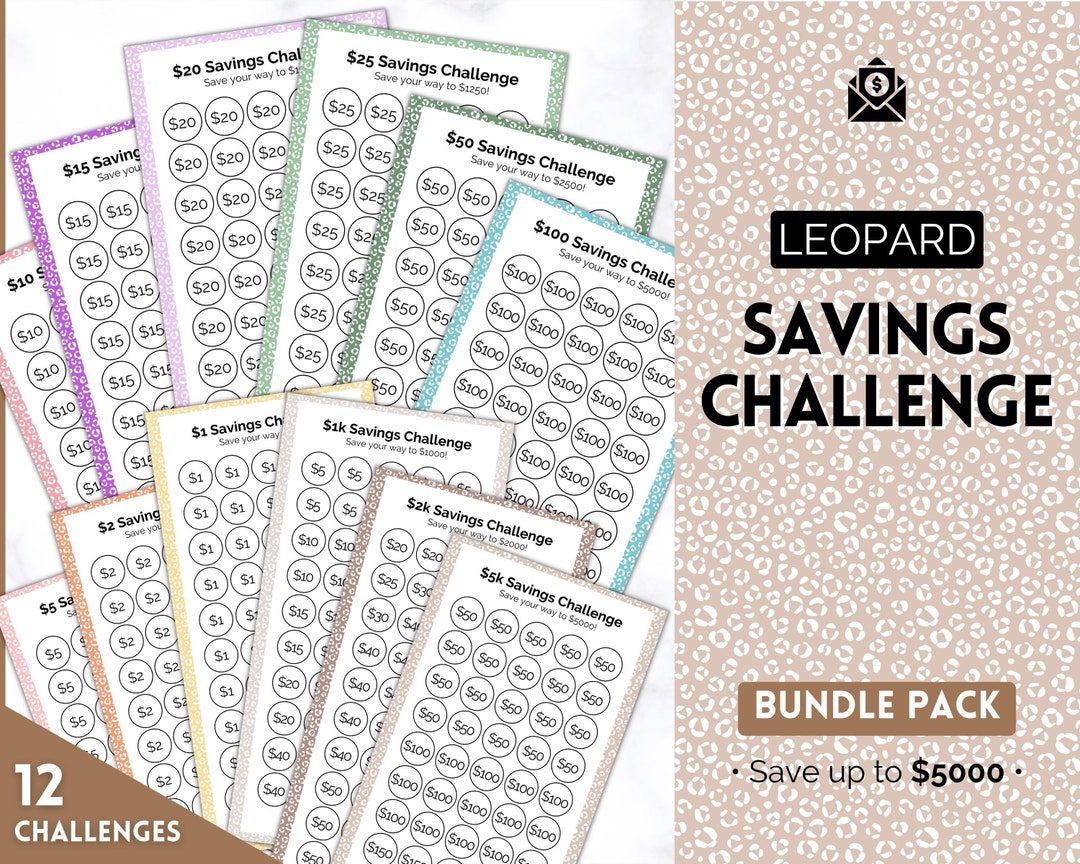 Mini Savings Challenge Printables, BUNDLE Set of 12 Saving Trackers ...