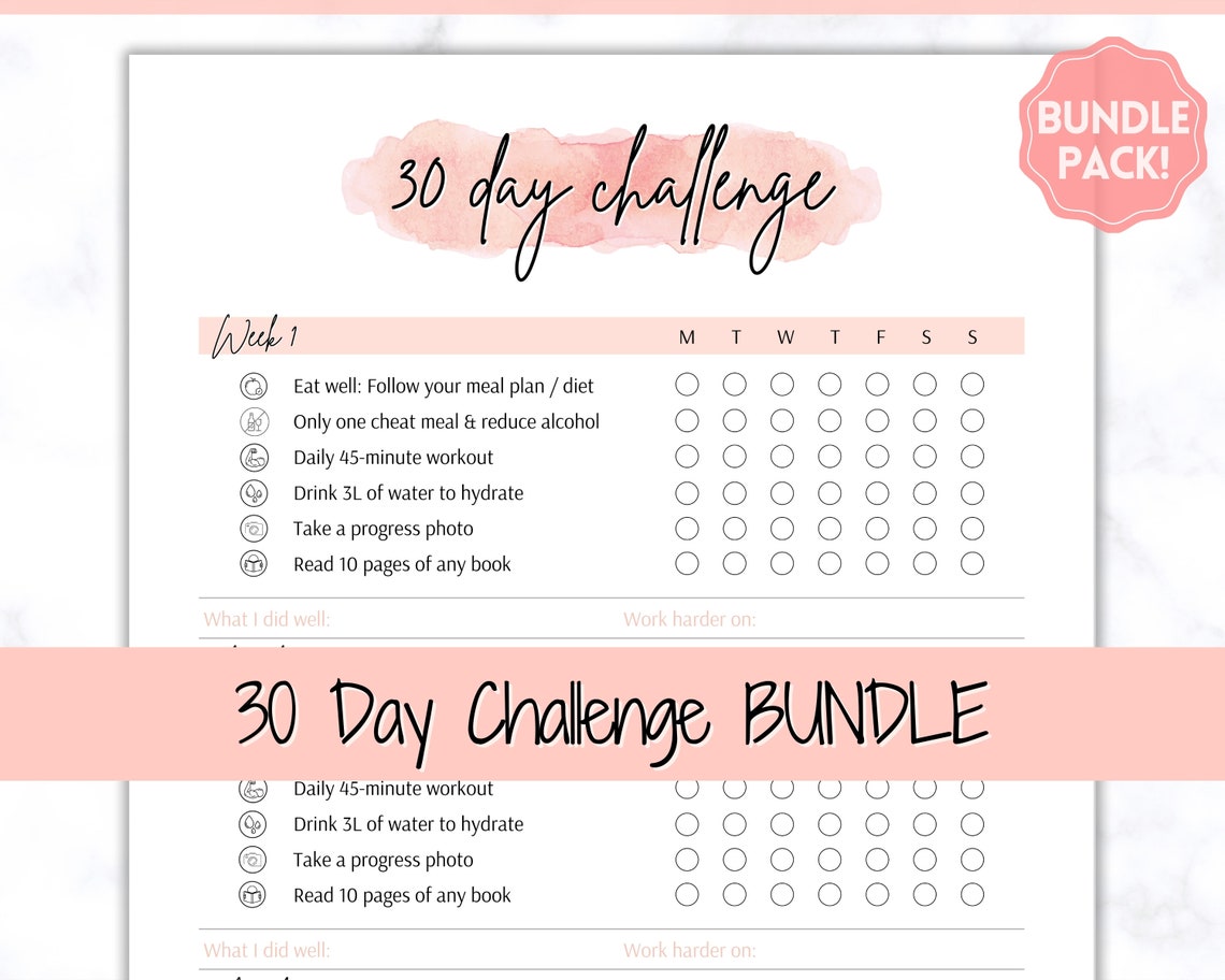 EDITABLE 30 Day Challenge Tracker, 30 Day Habit Tracker Printable ...