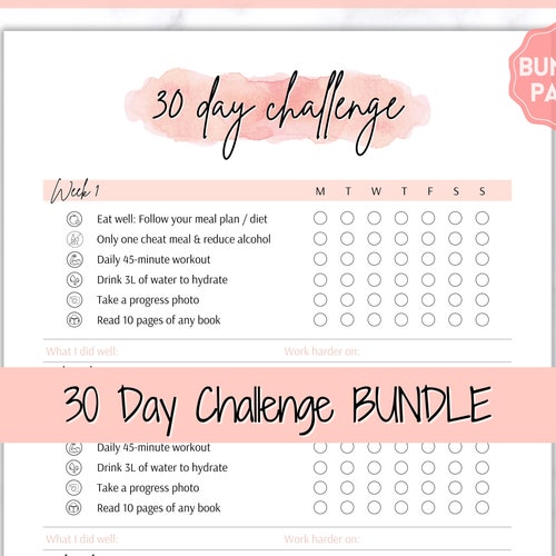 30 Day Challenge Tracker EDITABLE 30 Day Habit Tracker - Etsy