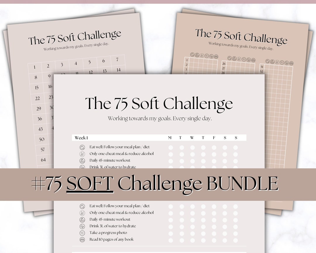 EDITABLE 75 SOFT Challenge Tracker, 75soft Printable, 75soft, Easier 75 ...