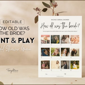 EDITABLE How Old Was the Bride Game, Bridal Shower Games, Photo ...