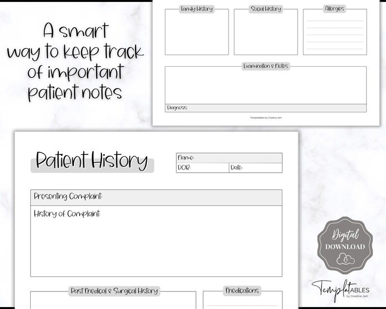 Patient History Sheet Printable Medical History Patient - Etsy