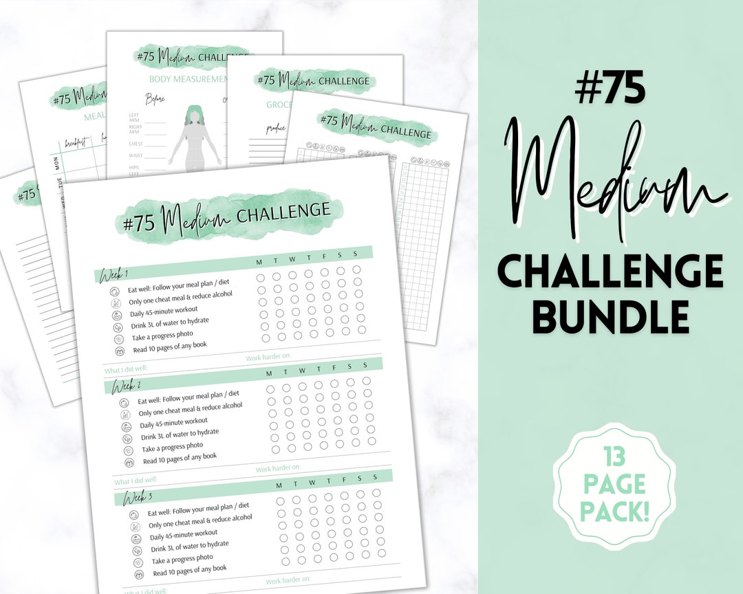 EDITABLE 75 MEDIUM Challenge Tracker, 75medium Printable, 75medium ...