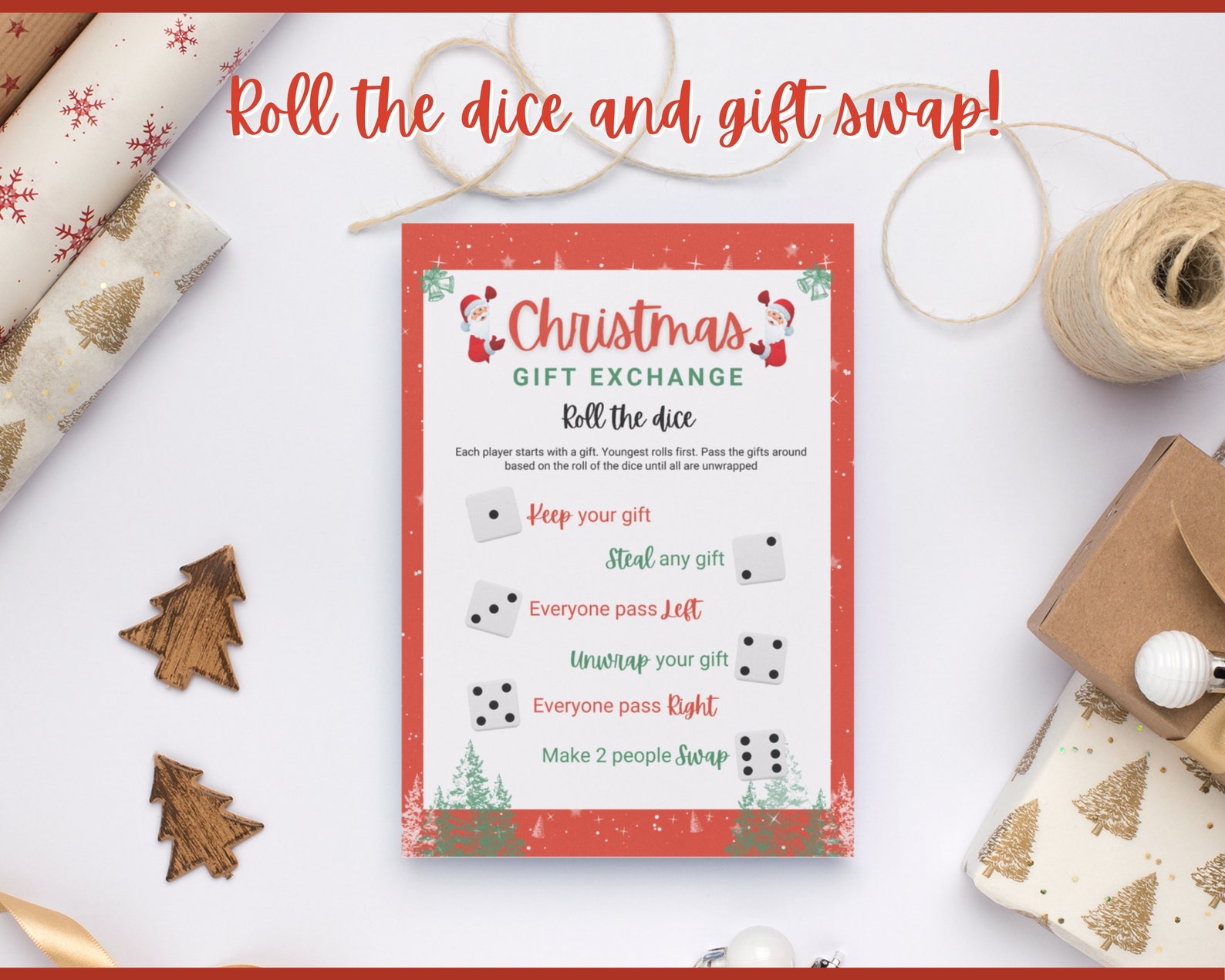 Christmas Roll the Dice Game Holiday Gift Exchange Printable - Etsy