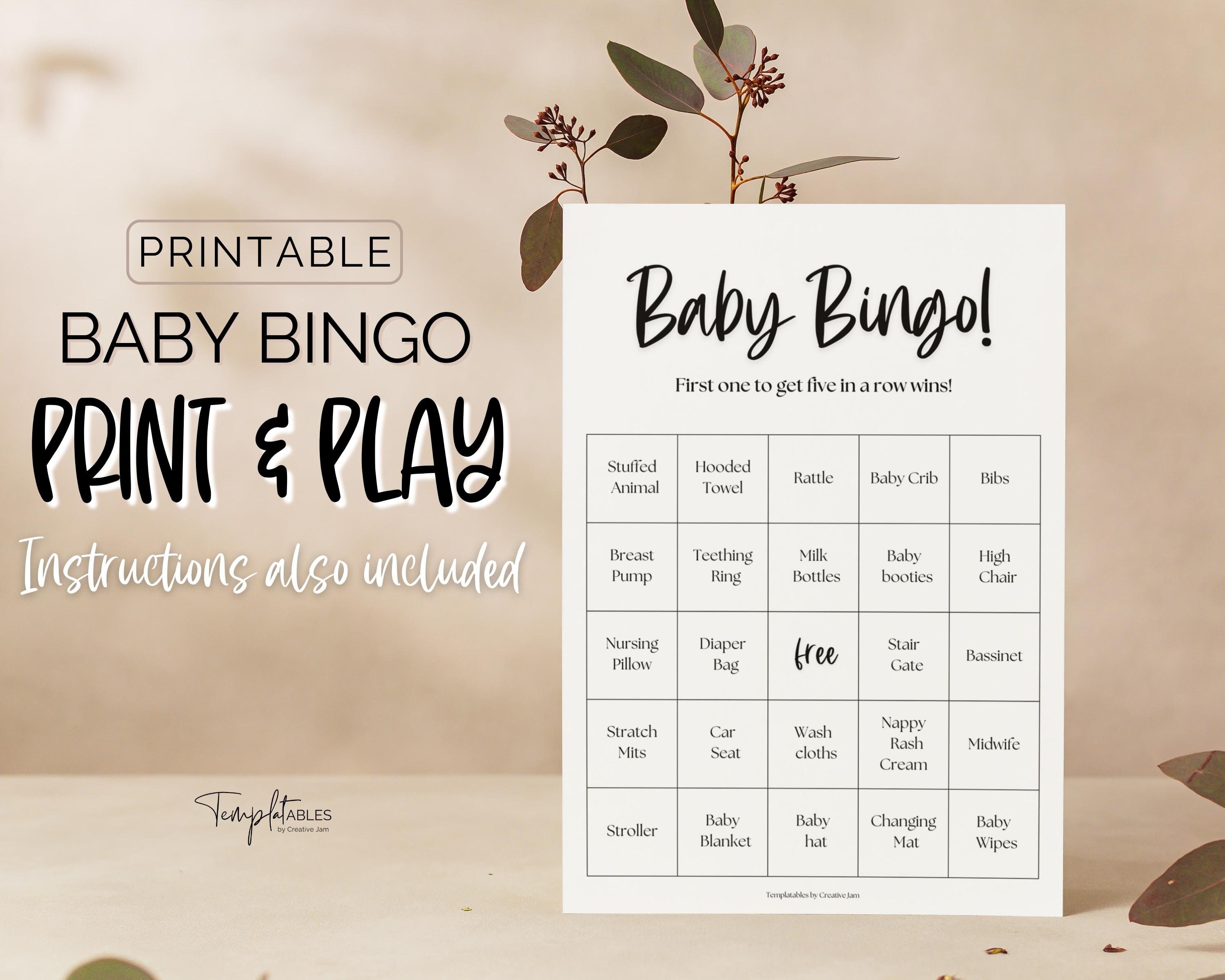 Baby Shower BINGO Game, 30 Printable Baby Bingo Games, Prefilled Cards ...