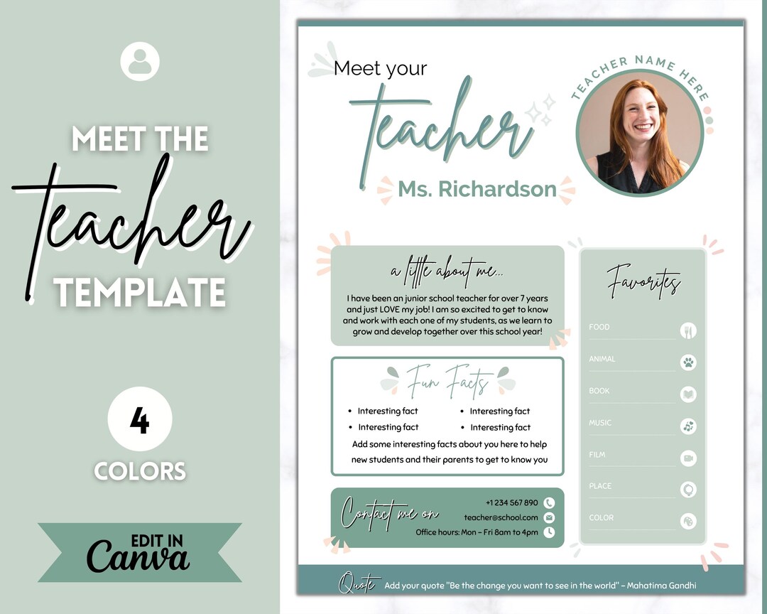 Meet the Teacher Template, Editable Meet Your Teacher Introduction ...