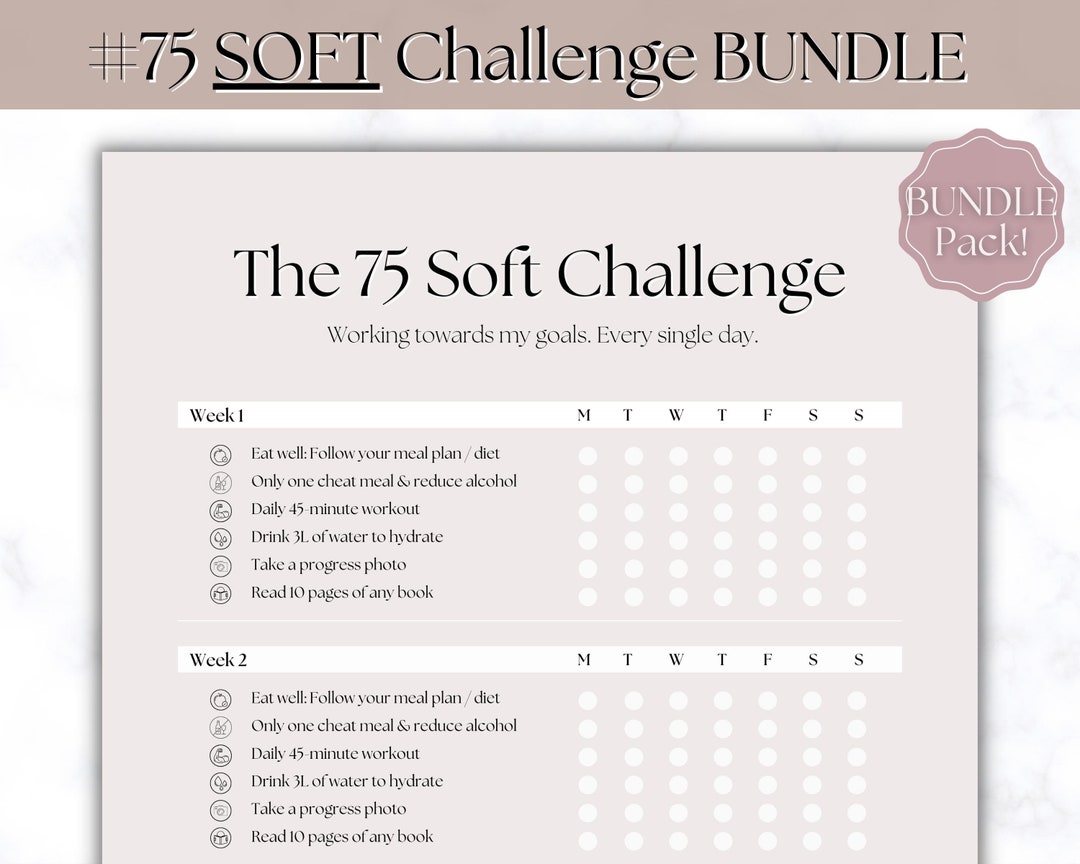 75 SOFT Challenge Tracker, 75soft Printable, 75soft, Easier 75 Hard ...