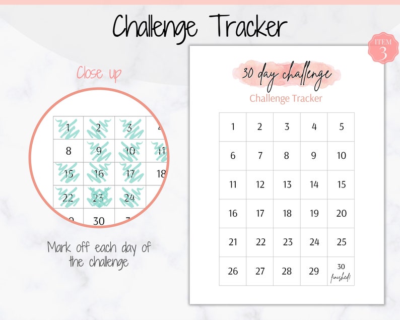 EDITABLE 30 Day Challenge Tracker, 30 Day Habit Tracker Printable ...