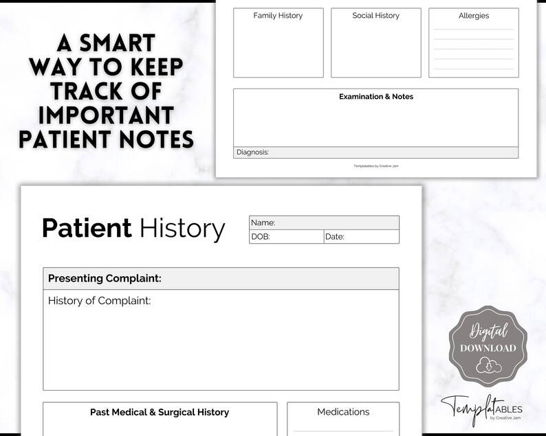 Patient History Sheet Printable Medical History Patient - Etsy