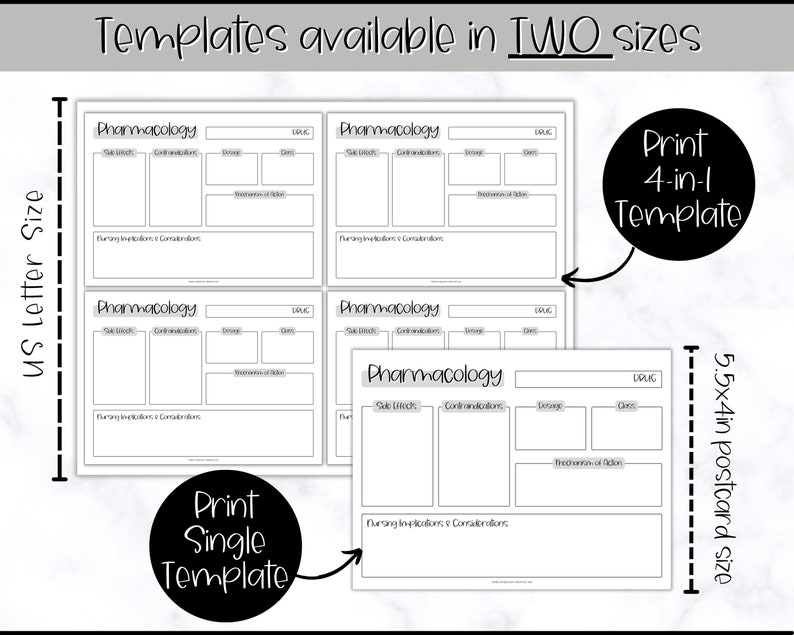 Pharmacology Drug Card Template Nursing Printable Nursing - Etsy