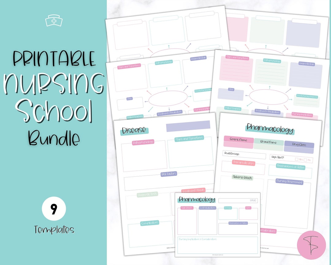 Nursing Notes BUNDLE, Printable Nurse Student Study Guide, Concept Map ...