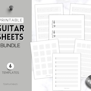 Printable Guitar Practice Sheet BUNDLE, Guitar Chord Sheets, Blank ...