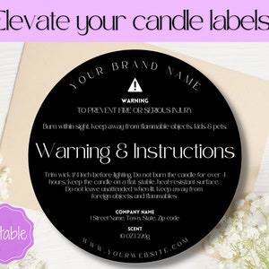 EDITABLE Candle Warning Label Template, Candle Care & Fire Safety ...