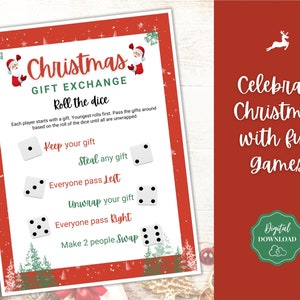 Christmas Roll the Dice Game! Holiday Gift Exchange Printable, Xmas ...