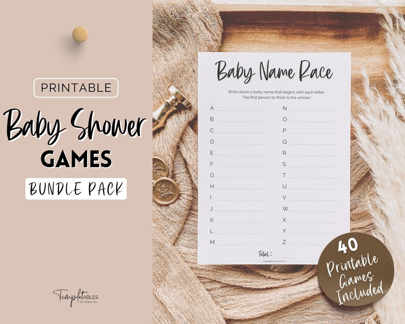 40 Baby Shower Games BUNDLE, Gender Neutral Baby Shower Activity ...