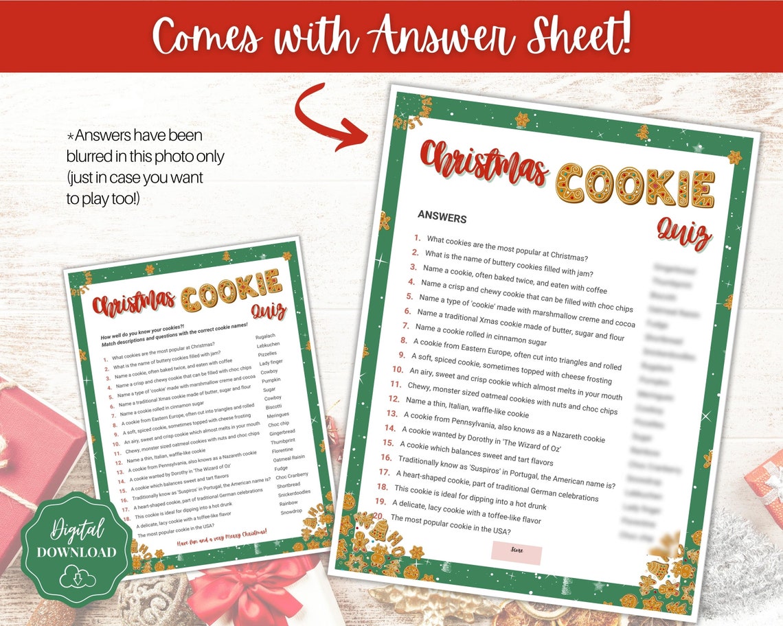 Cookie Game Christmas Printable Guess the Cookie Christmas | Etsy