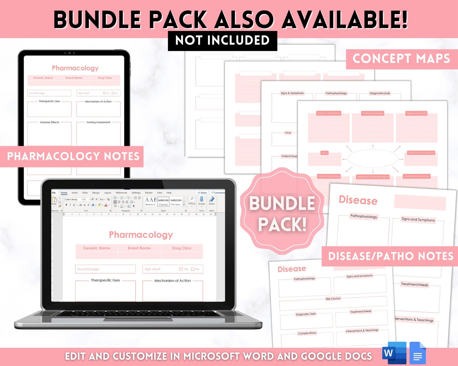 EDITABLE Nursing Patho Disease Template Pathophysiology - Etsy