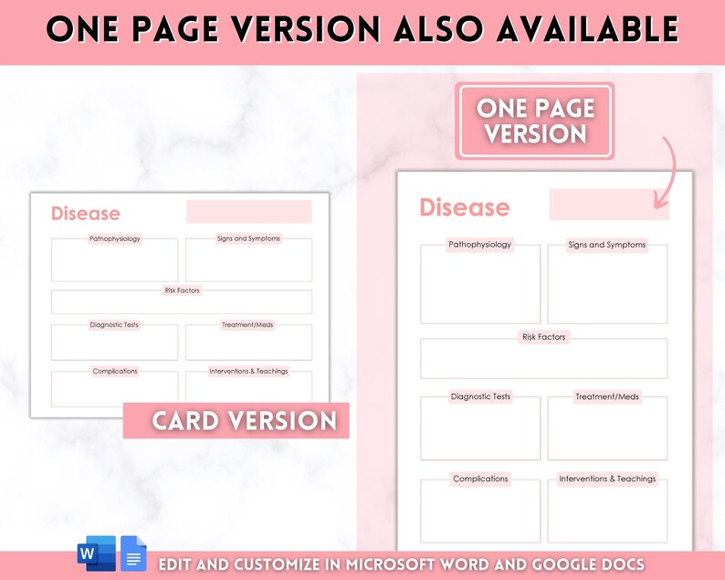 EDITABLE Nursing Patho Disease Template Pathophysiology - Etsy