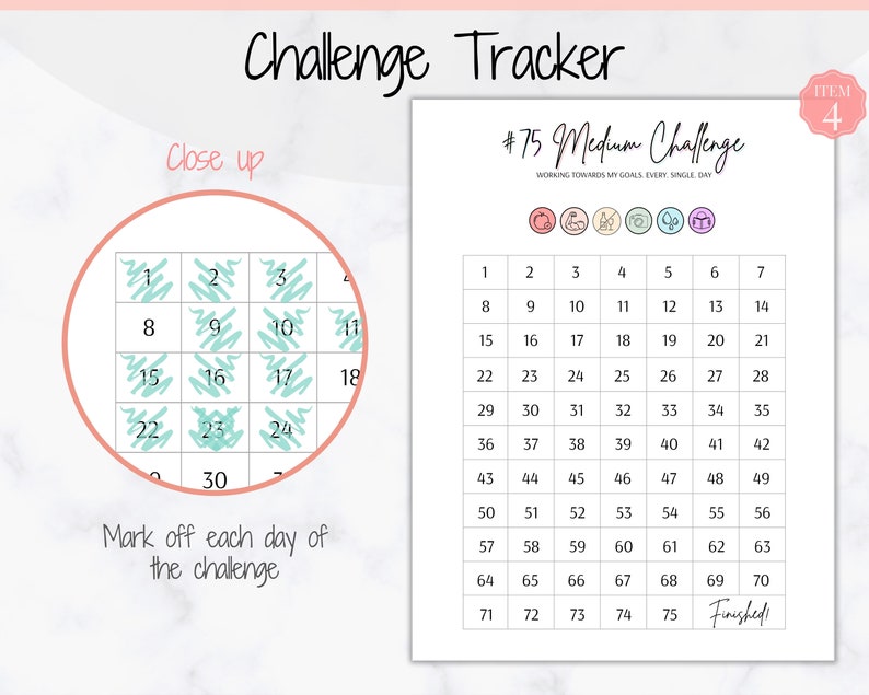 75 MEDIUM Challenge Tracker 75medium Printable 75medium - Etsy