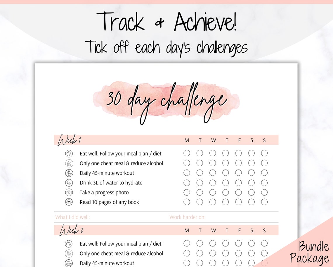 EDITABLE 30 Day Challenge Tracker, 30 Day Habit Tracker Printable ...
