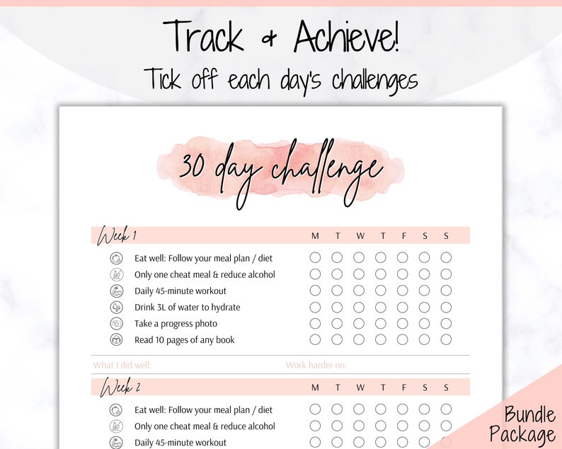 30 Day Habit Tracker Printable, EDITABLE 30 Day Challenge Tracker ...