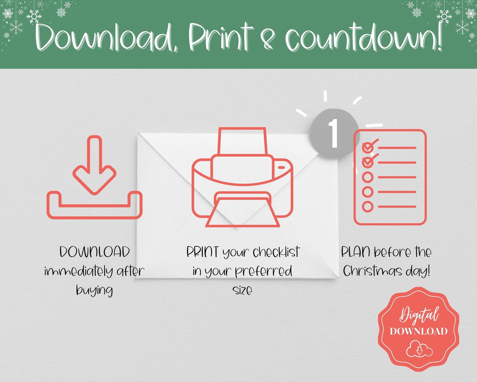 Christmas Countdown Checklist, Christmas Planner Printable, Holiday ...