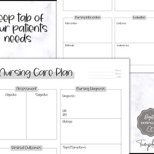Printable Nursing Care Plan Template, Nursing Notes Assessment, Nursing ...