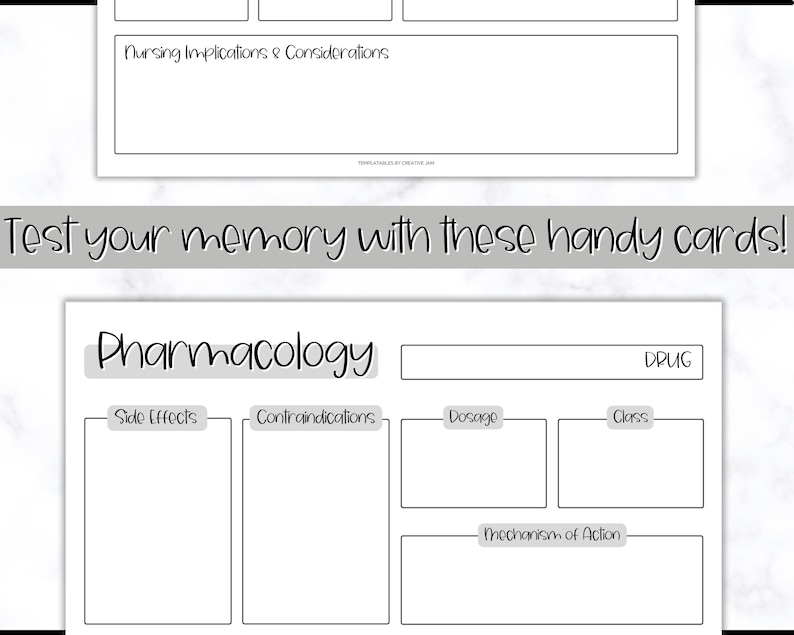 Pharmacology Drug Card Template Nursing Printable Nursing - Etsy