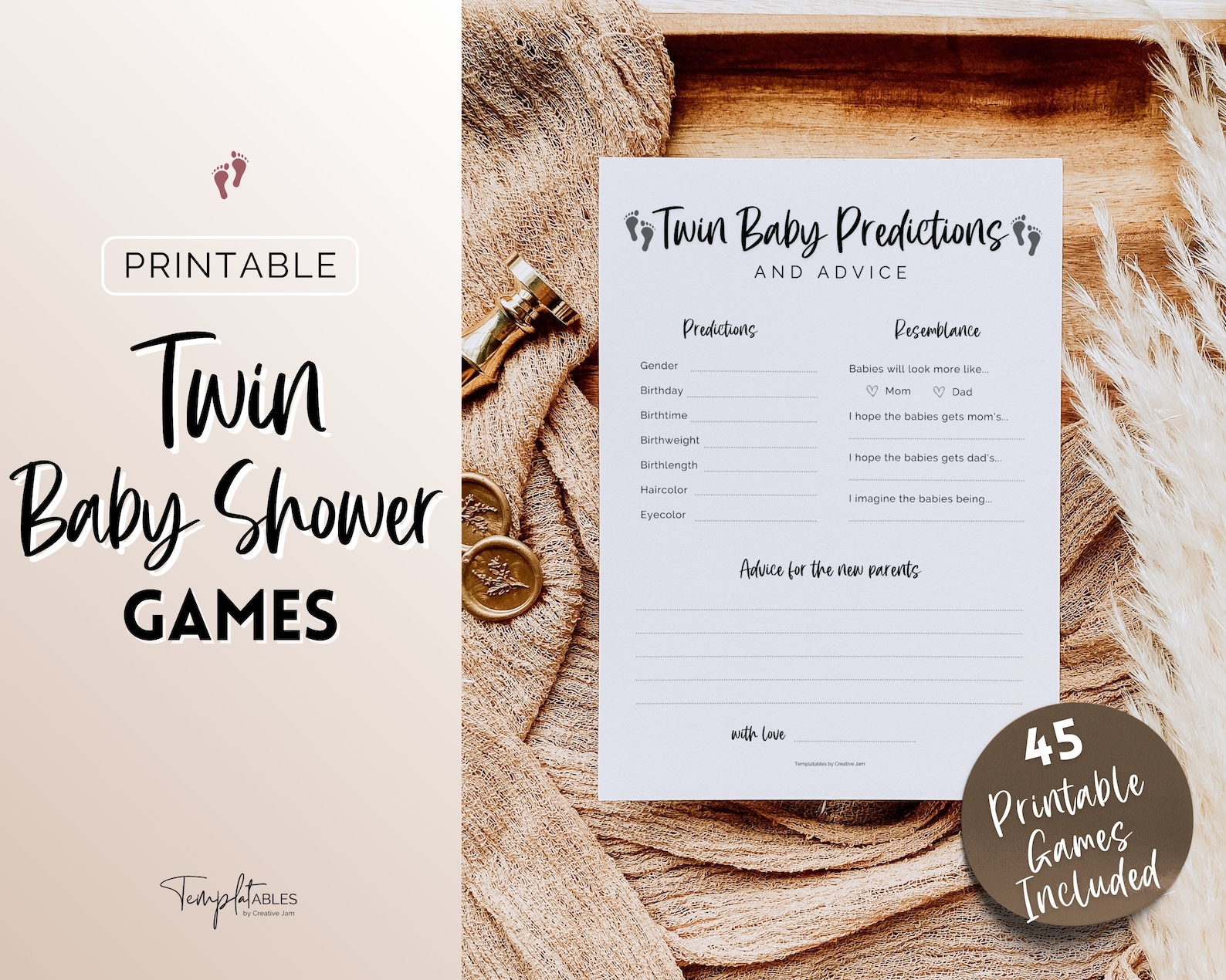 TWIN Baby Shower Games BUNDLE, 45 Twins Baby Shower Activity, Twin ...