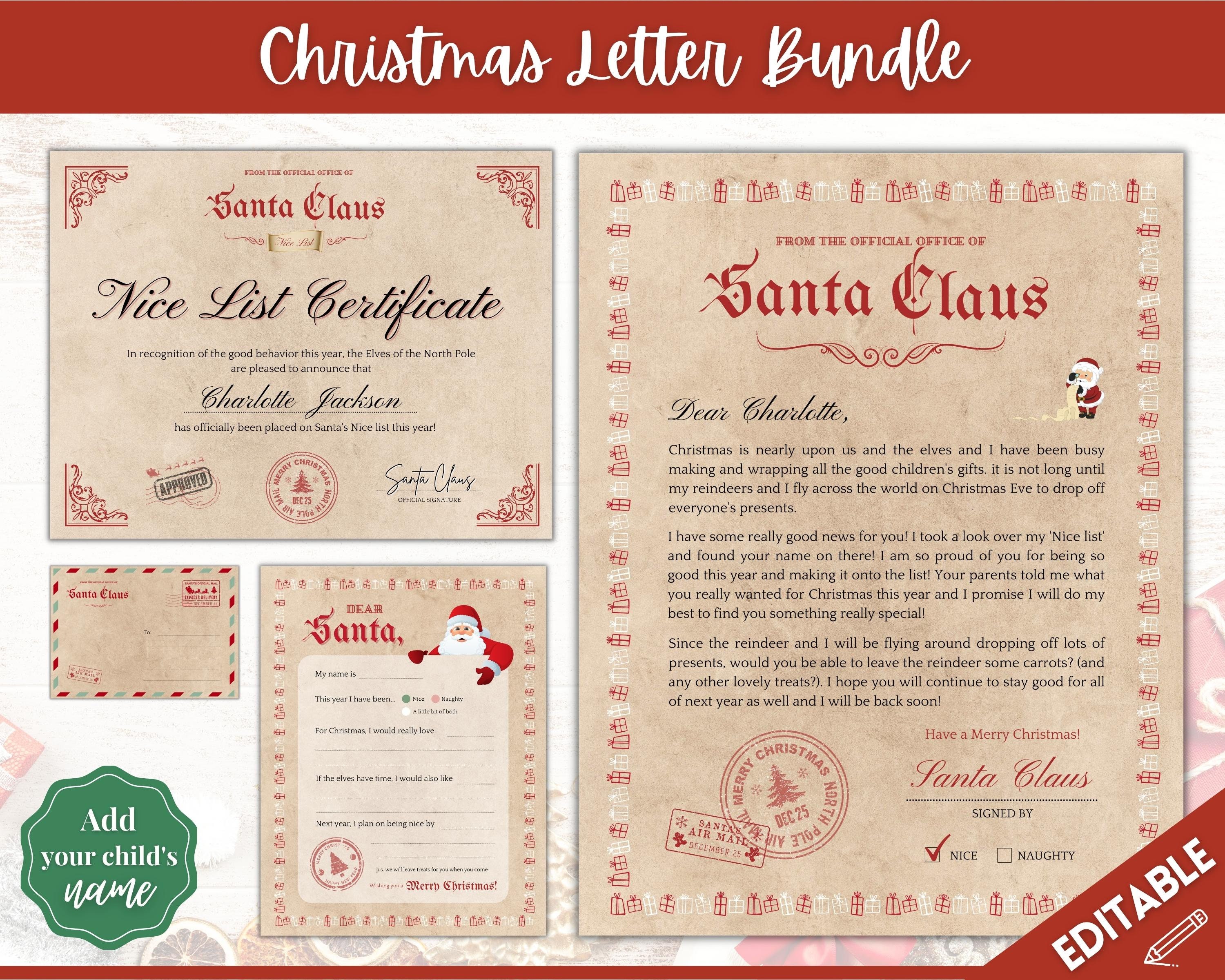 Santa Letter BUNDLE! Letter From Santa, Nice List Certificate, Letter ...