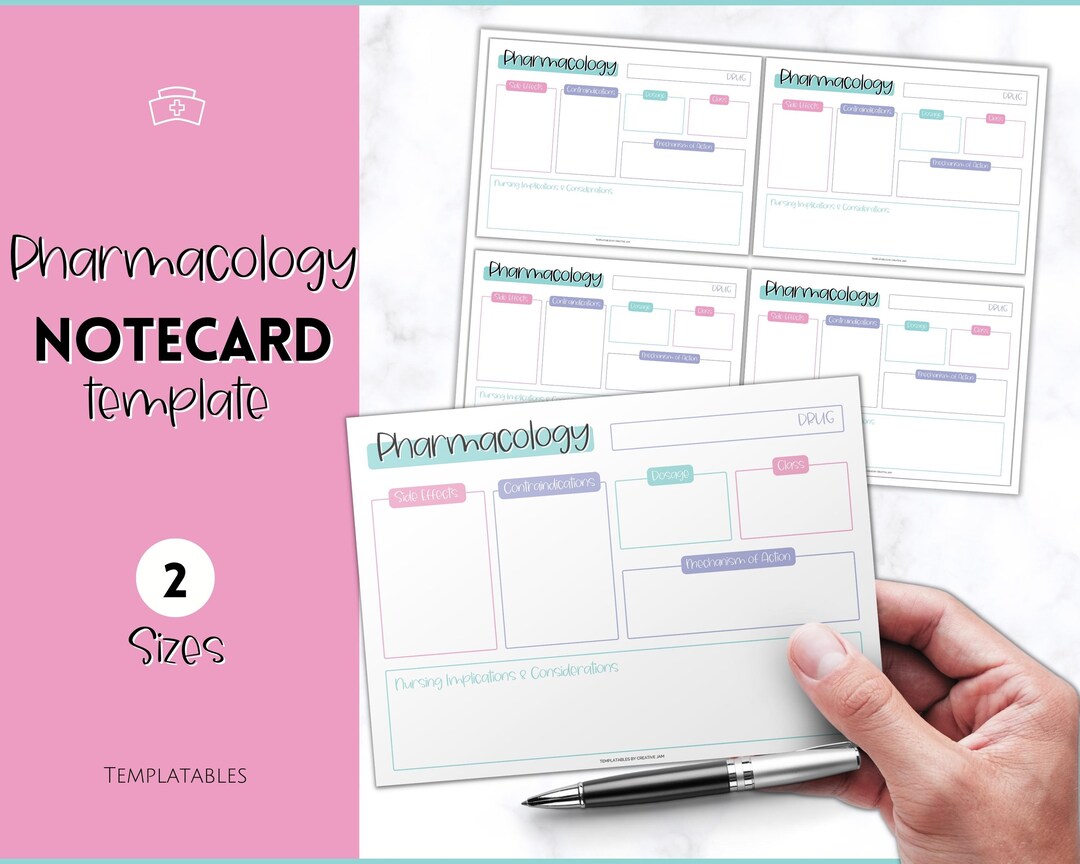 Pharmacology Drug Card Template, Nursing Printable, Nursing Notes ...