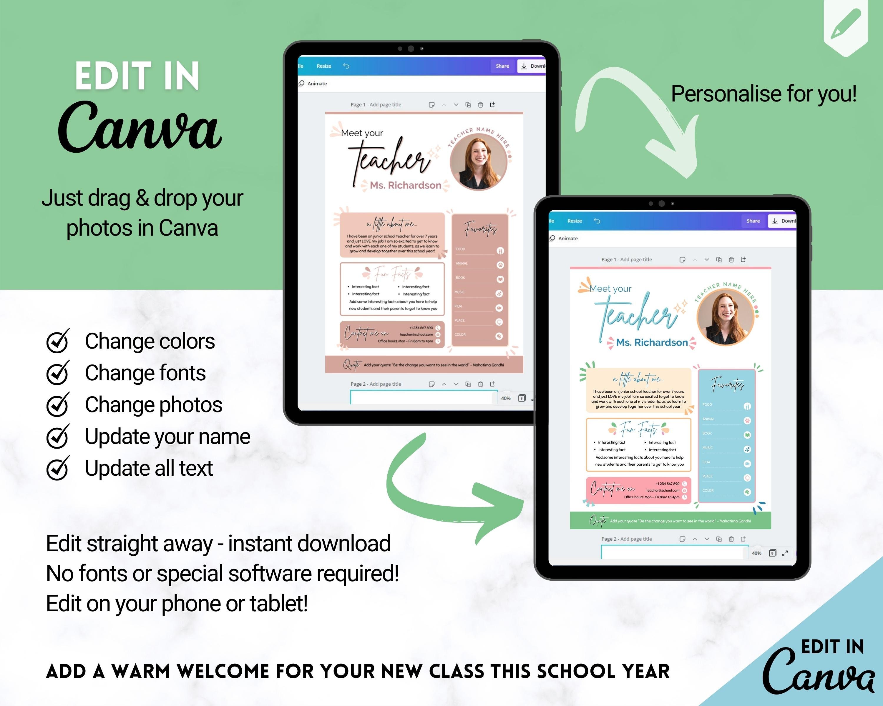 EDITABLE Meet the Teacher Template, Meet Your Teacher Introduction ...