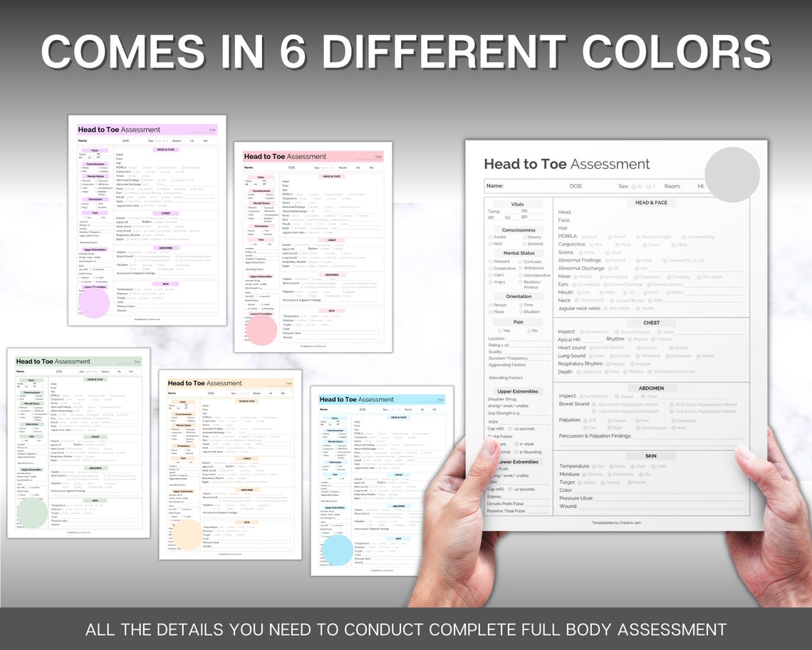 Nurse Head to Toe Assessment Sheet, Head-to-toe Assessment Guide ...